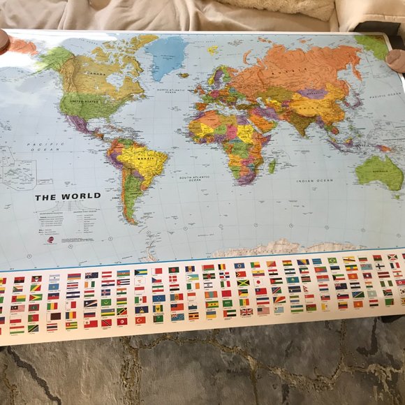 Craenen | Art | Large Laminated World Map 39 Tall X 53 Wide Geography ...